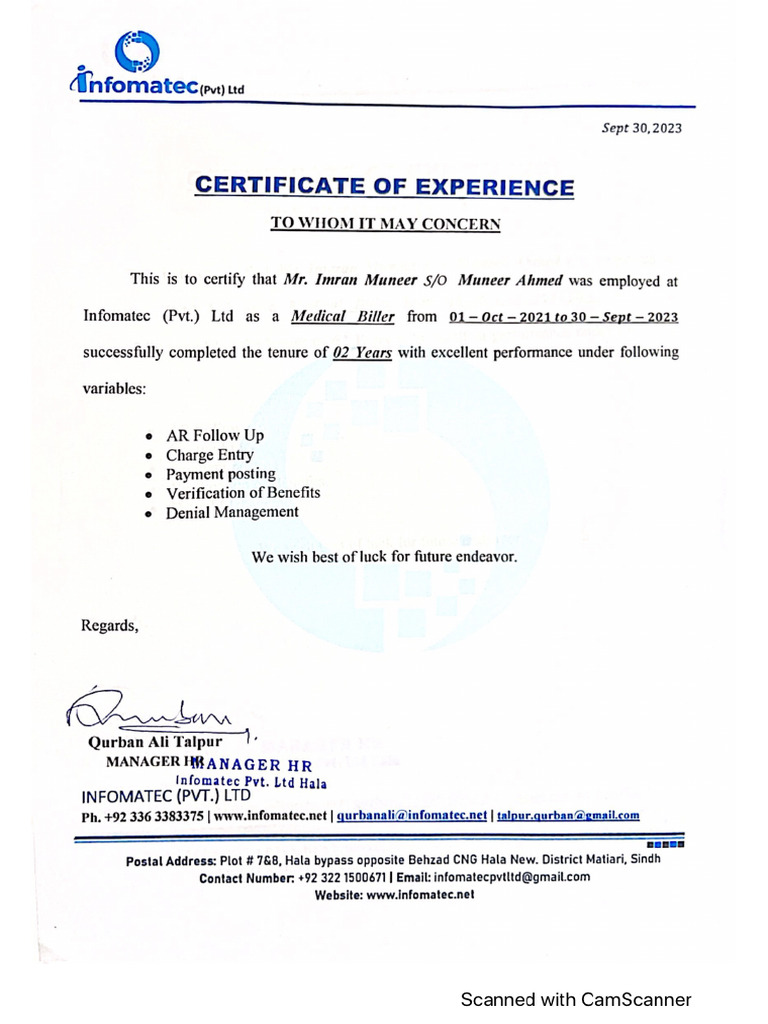 Experience Certificate | PDF