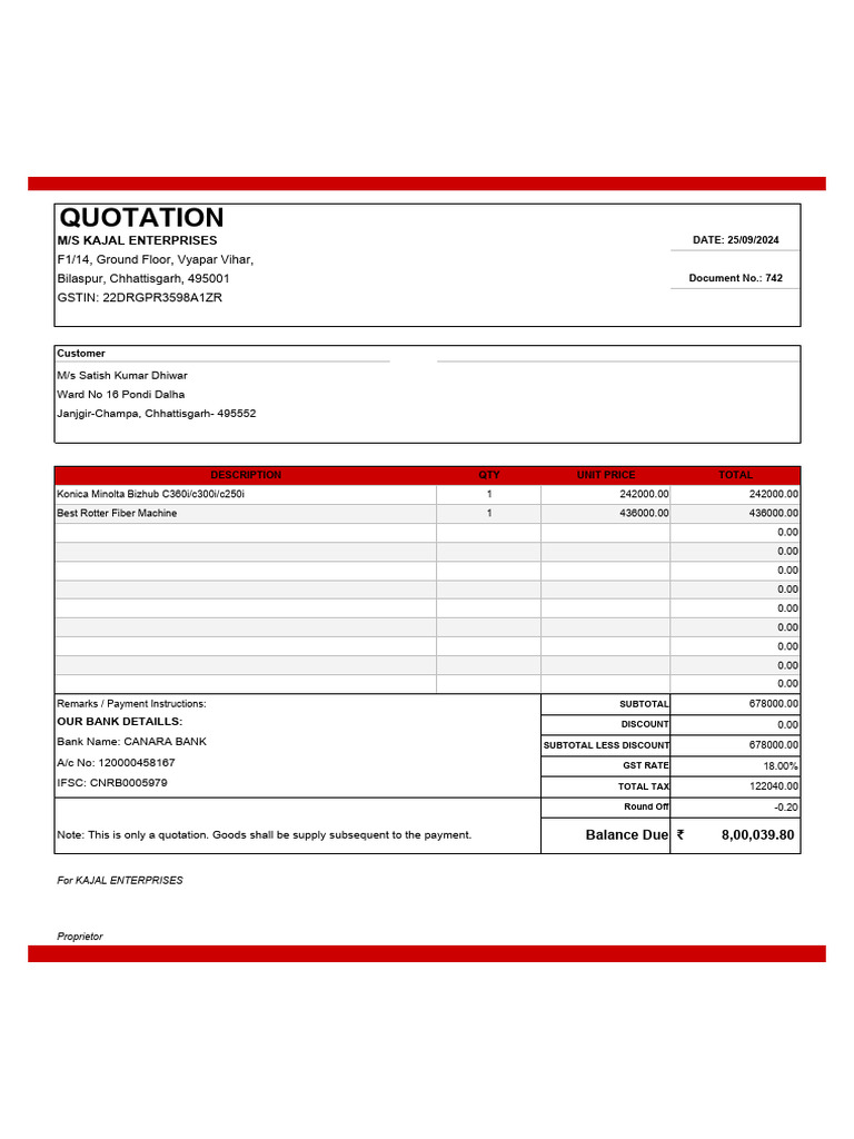 Satish Kumar Quotation | PDF
