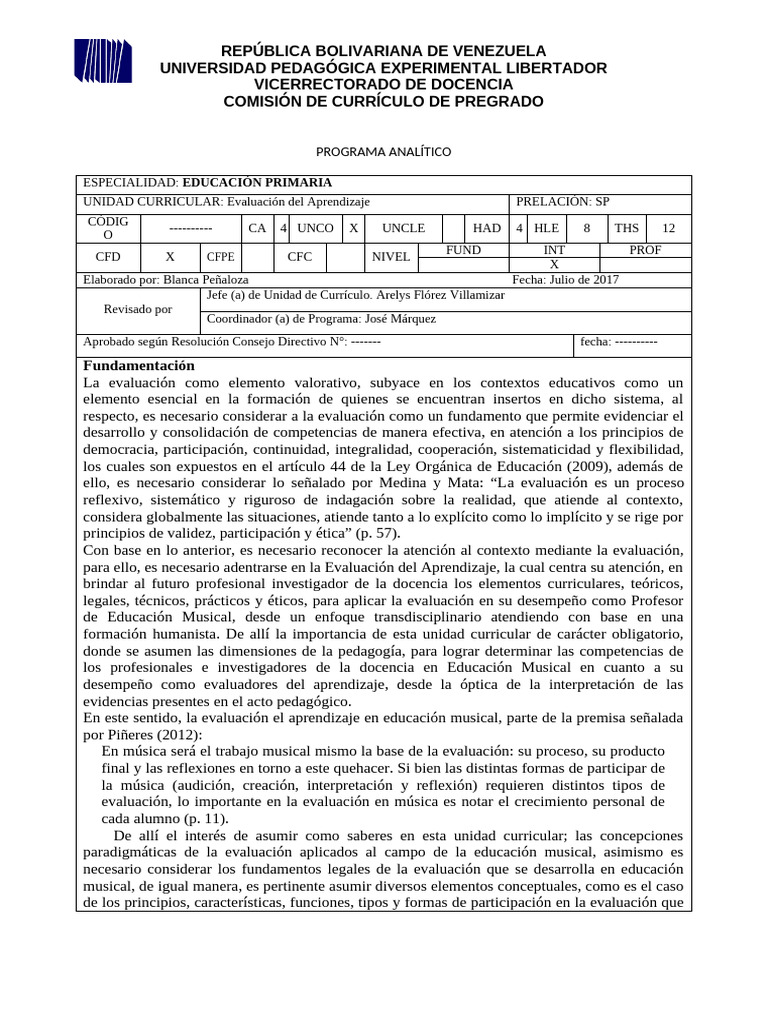 Evaluacion Del Aprendizaje | PDF | Evaluación | Plan de estudios