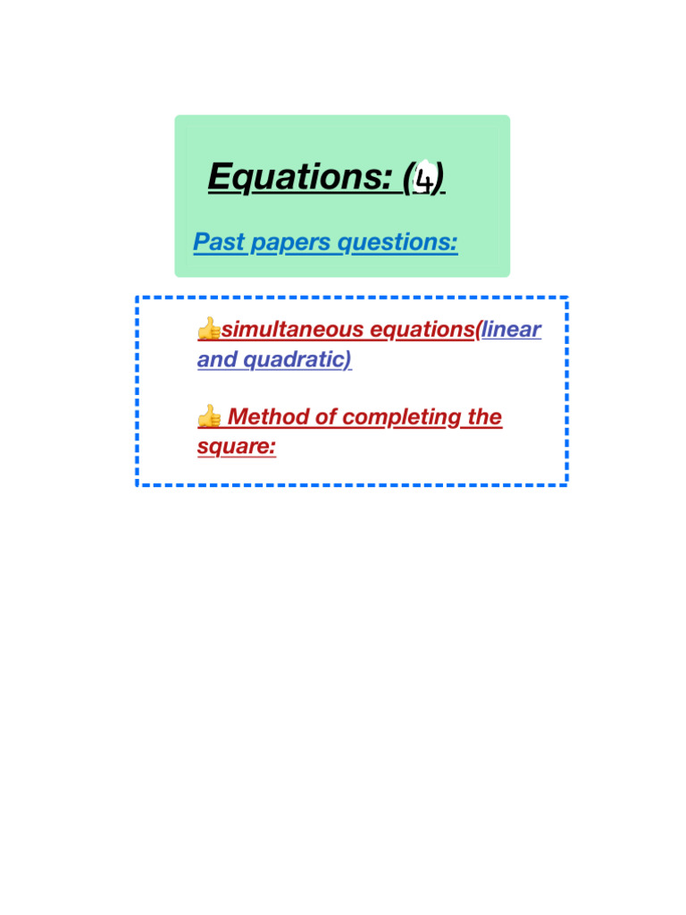 Past Papers: Simultaneous Equations | PDF