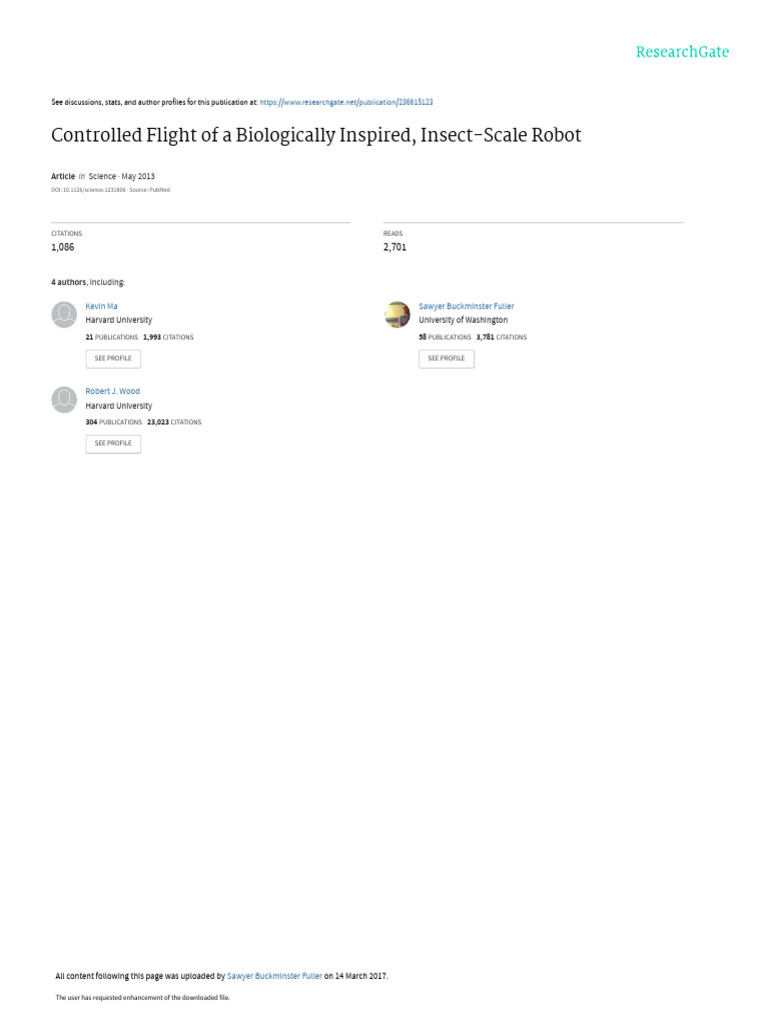 Ma Chirarattananon Fuller Wood Controlled Flight Insect Scale Robot ...