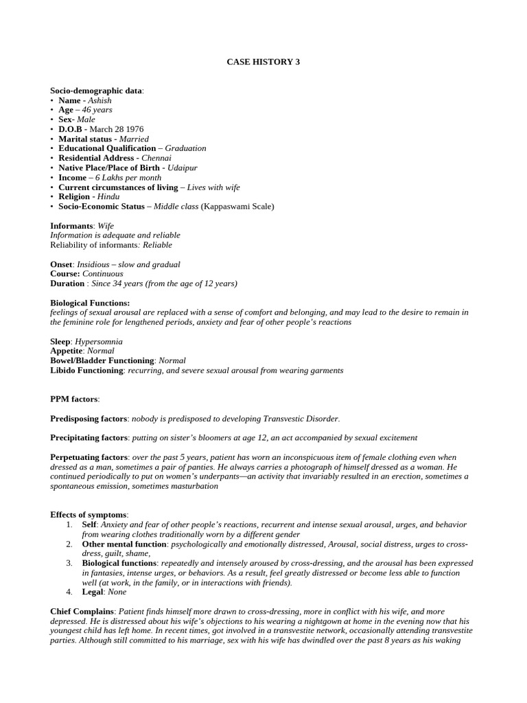 Case 3 Transvestic Disorder Complete | PDF | Mental Disorder | Cross ...
