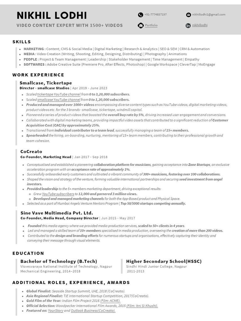 Nikhil Lodhi Resume 2023 | PDF | Digital Marketing | You Tube