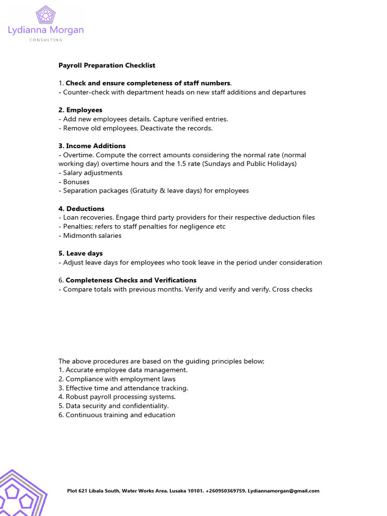 Payroll Preparation Checklist Guide | PDF