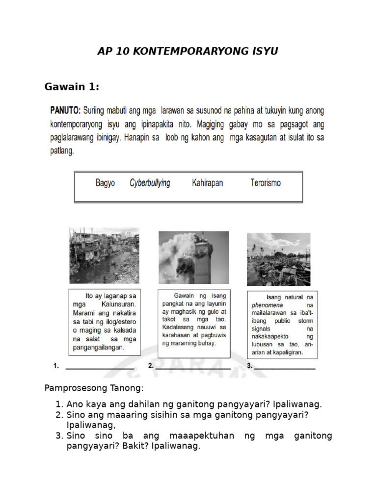 AP 10 Kontemporaryong Isyu Gawain at Pagsusulit 2 | PDF
