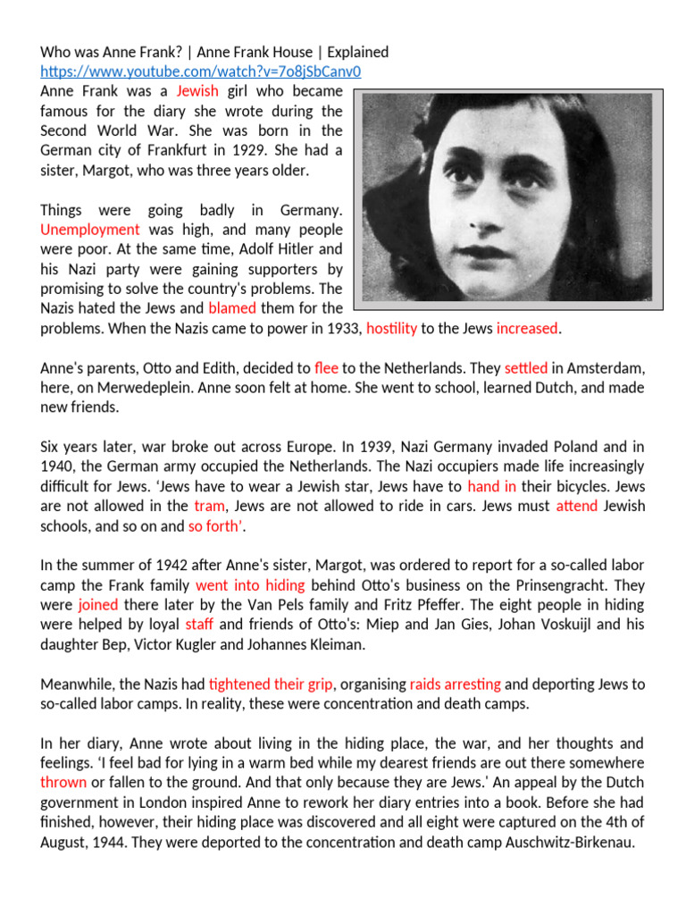 Who Was Anne Frank Conversation Topics Dialogs - 127828 | PDF | Anne ...