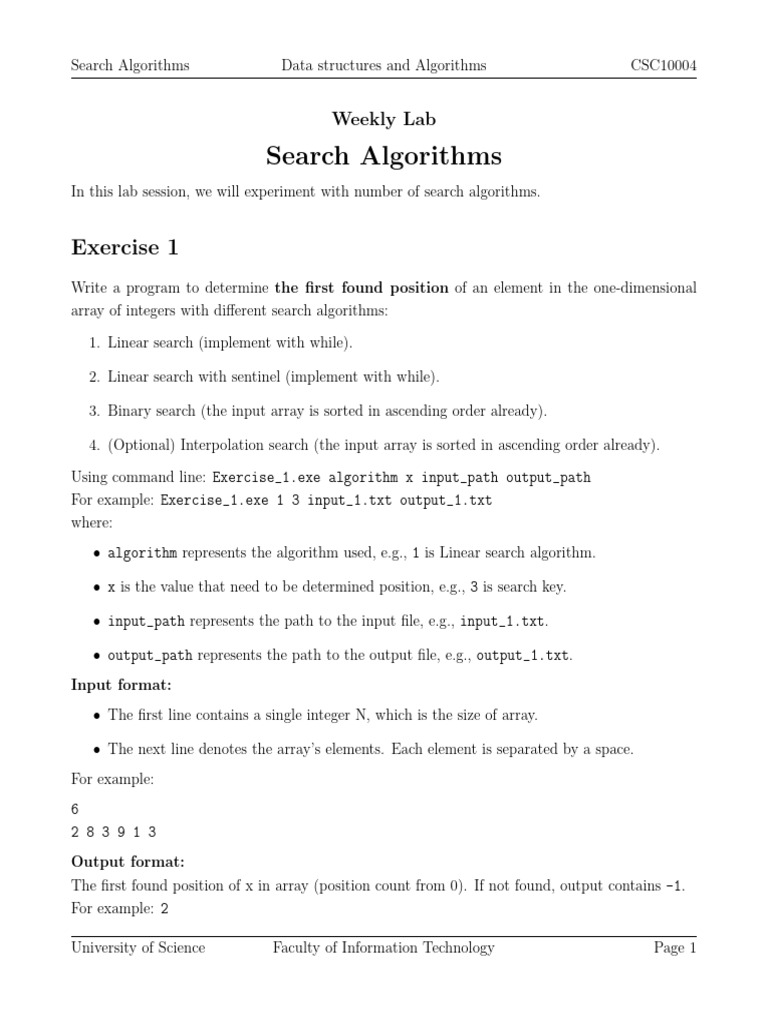 Lab 3 - Search Algorithms DATA STRUCTURE & ALGORITHMS | PDF | Time Complexity | Computing
