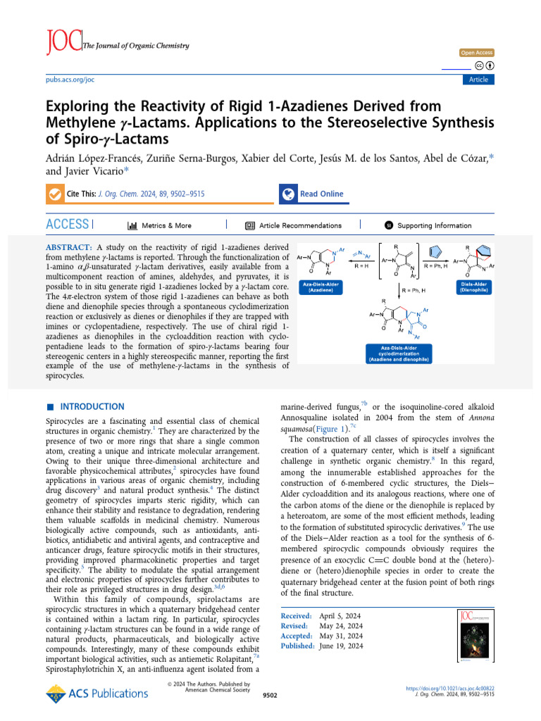 lópez francés et al 2024 exploring the reactivity of rigid 1 azadienes ...
