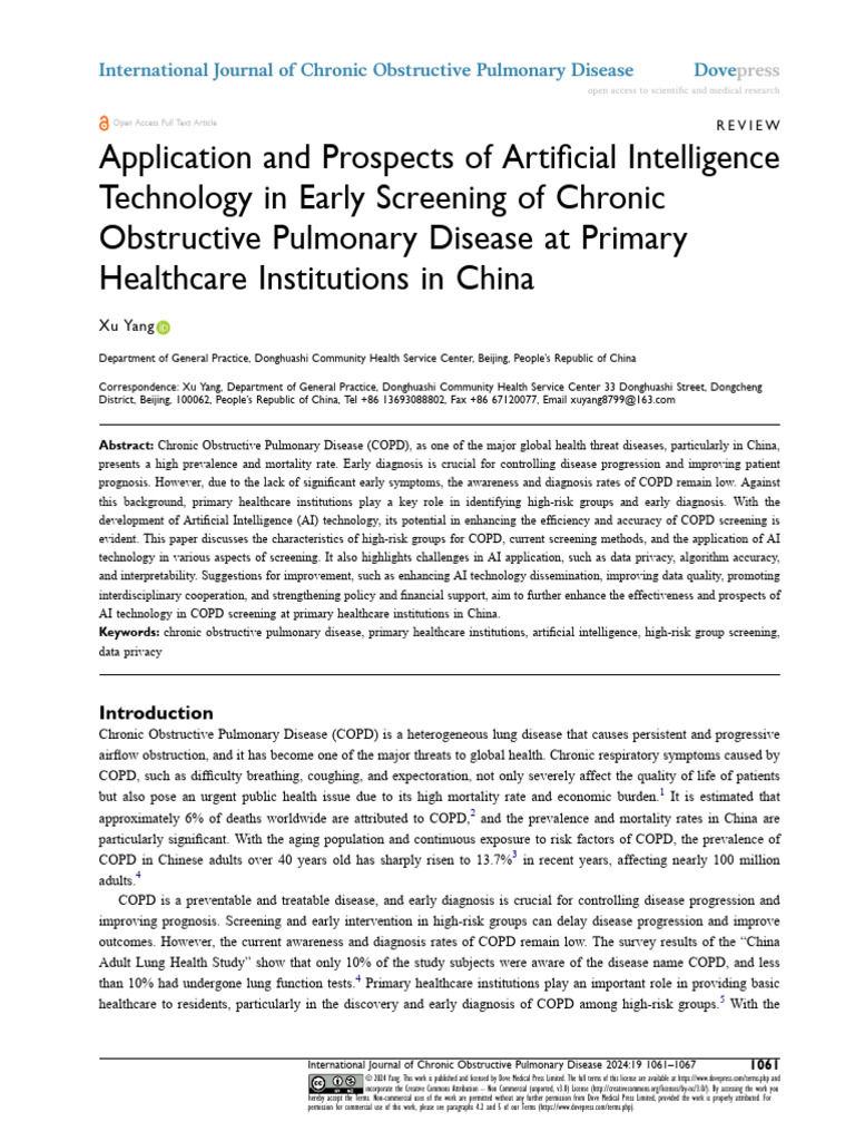 COPD 458935 Application and Prospects of Artificial Intelligence ...