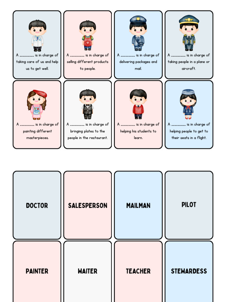 Game Guess The Occupation Flashcards Blue and Red Cute - 20250217 ...