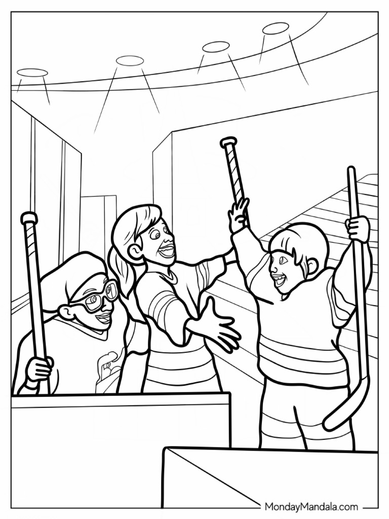 Riley Cheering With Grace and Bree Coloring Sheet | PDF