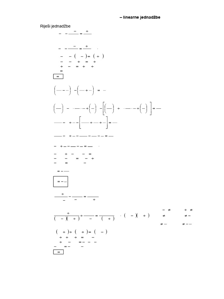 Linearne Jednadzbe Ponavljanje | PDF