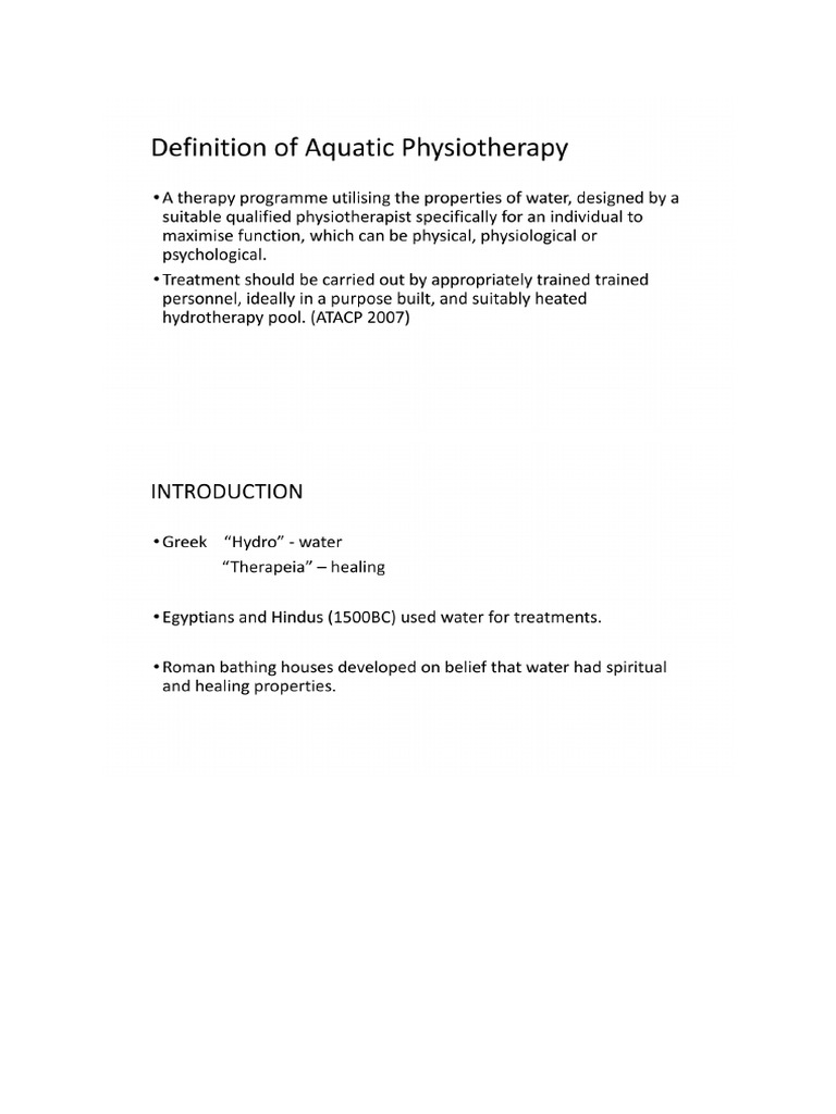Aquatherapy | PDF