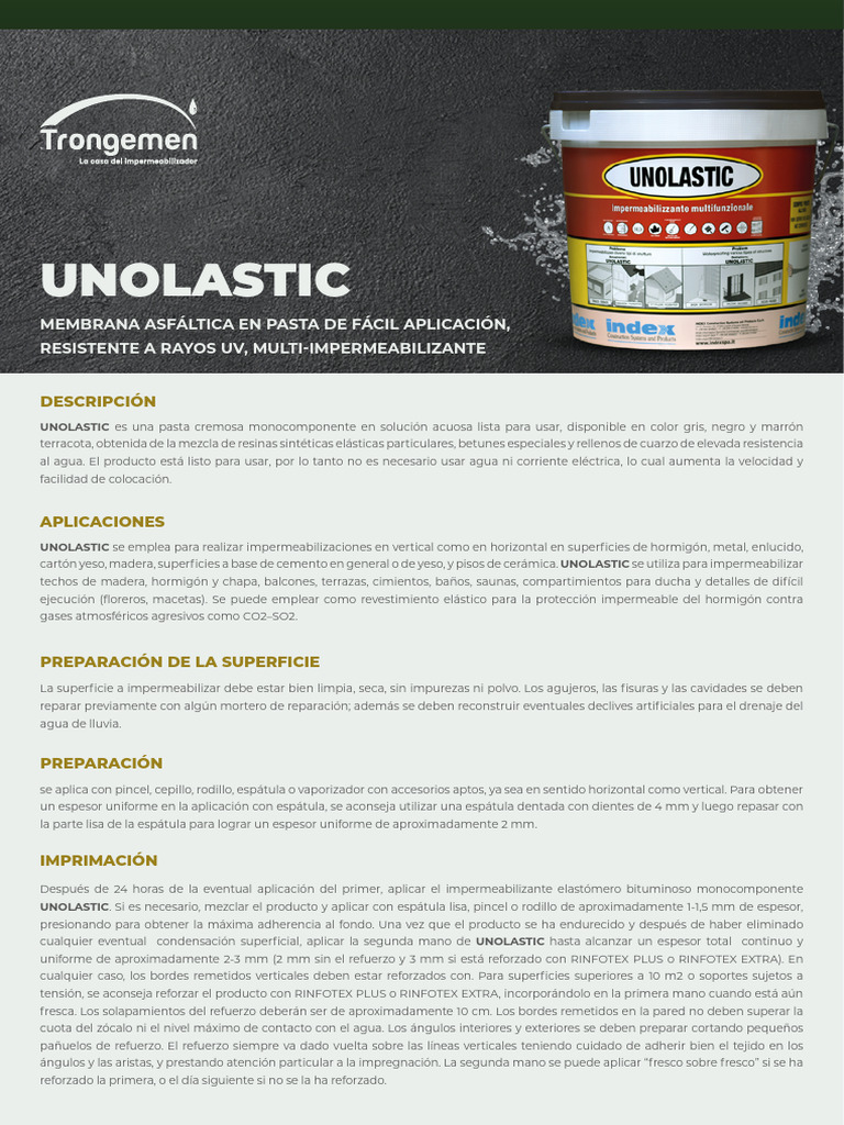 Ficha Unolastic (1) | PDF | Hormigón | Sector secundario de la economía