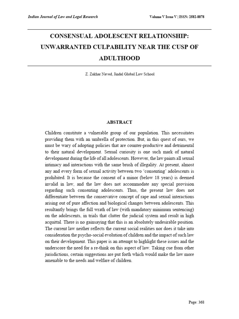 CONSENSUAL ADOLESCENT RELATIONSHIP | PDF | Adolescence | Consent