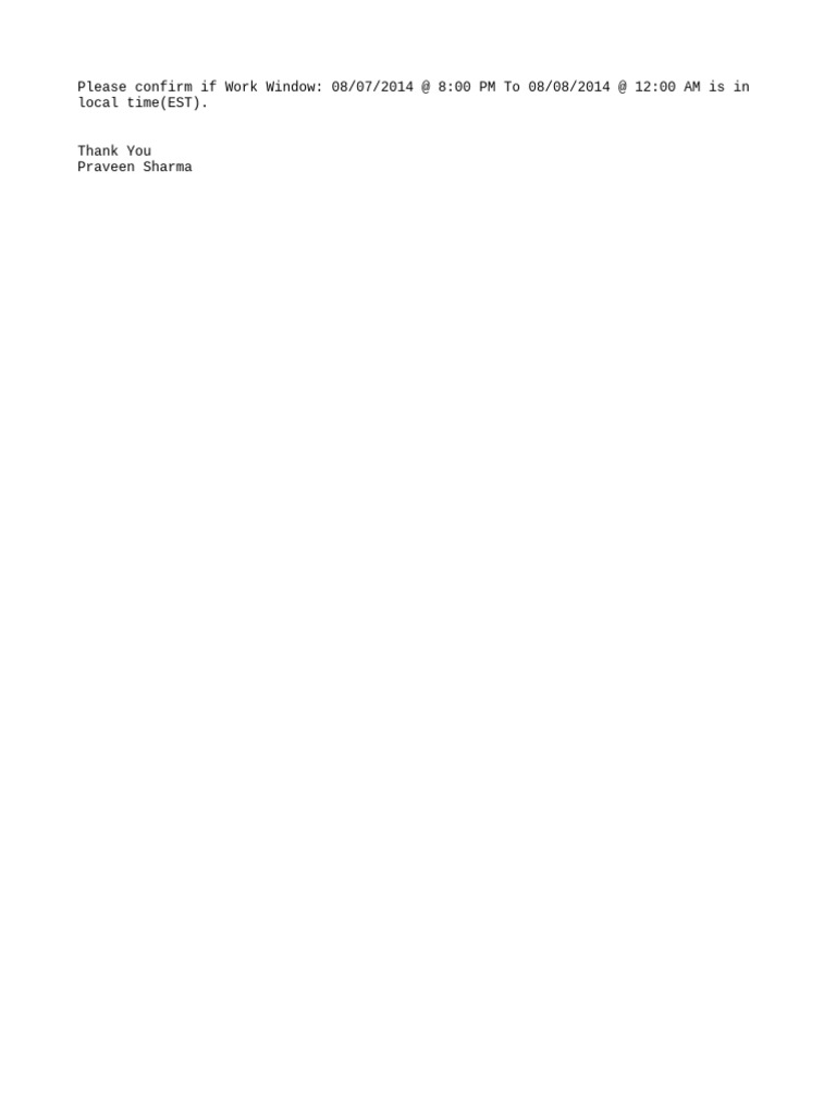 Awaiting Work Window | PDF
