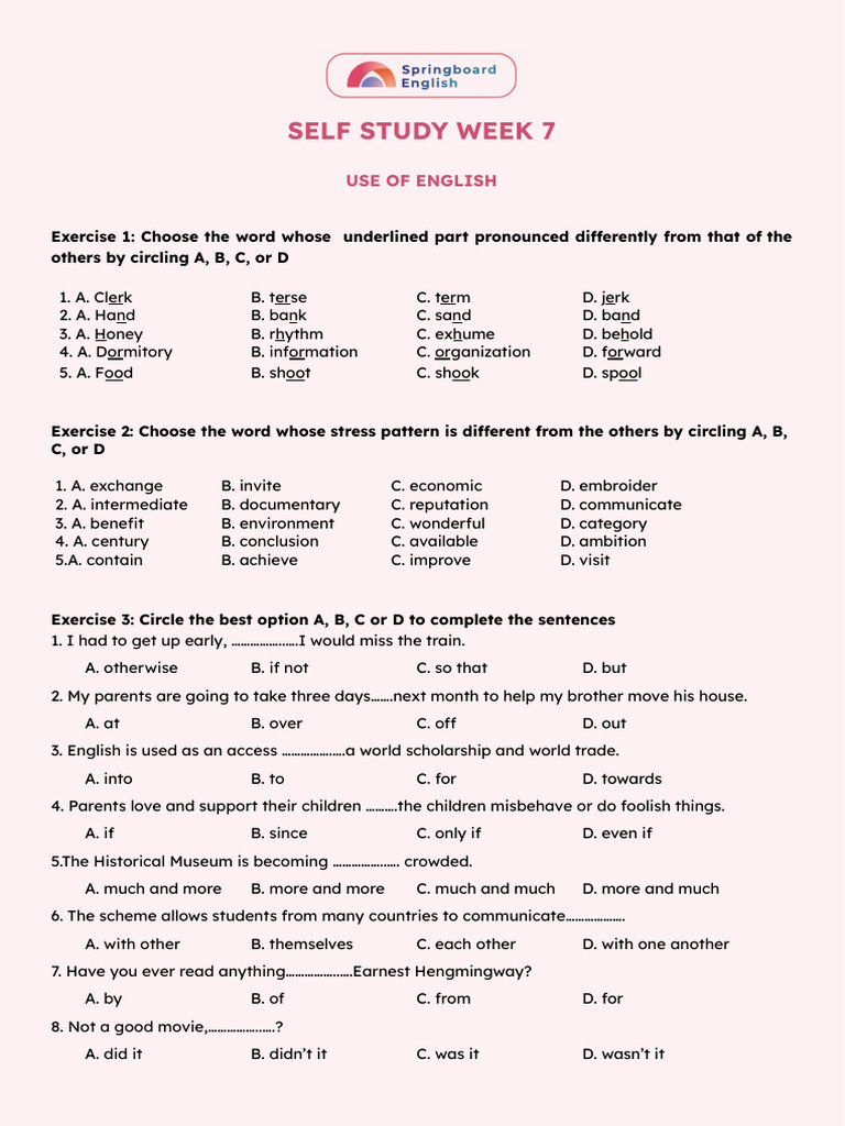 English Language Self-Study Exercises | PDF