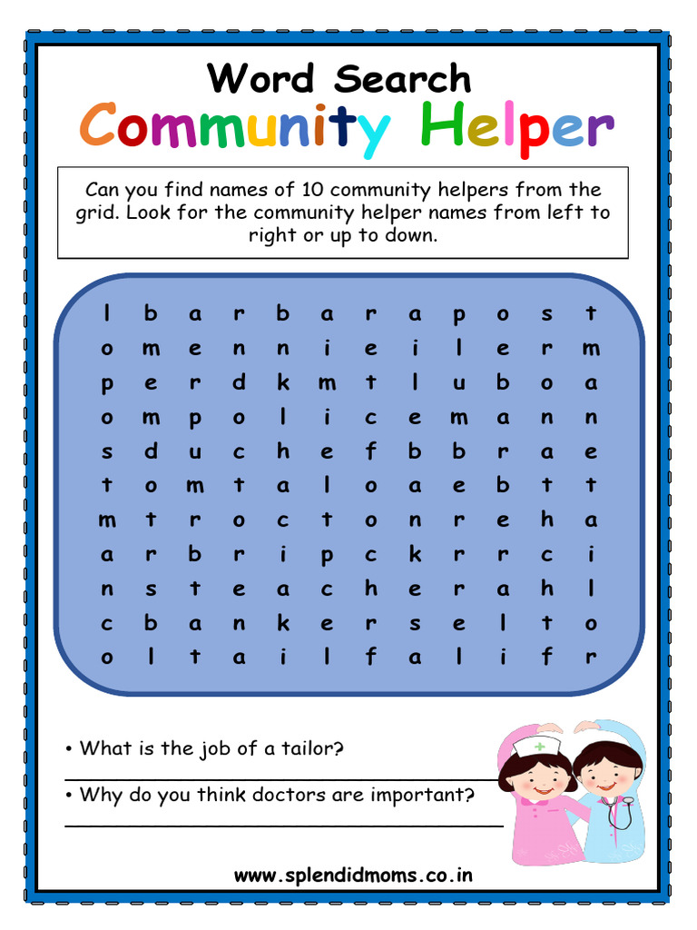 Community Helpers Word Search Puzzle | PDF