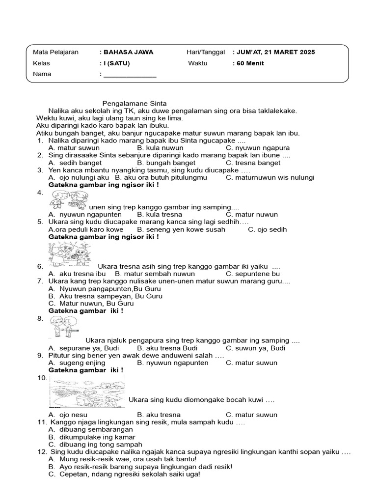 Sts 2 - B. Jawa 1 | PDF