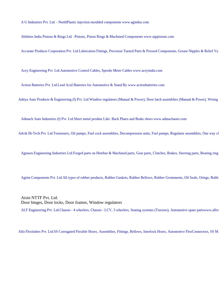 Automotive Component Manufacturers List | PDF | Axle | Clutch