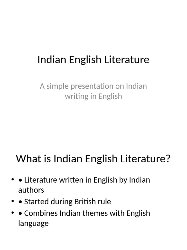 Overview of Indian English Literature | PDF