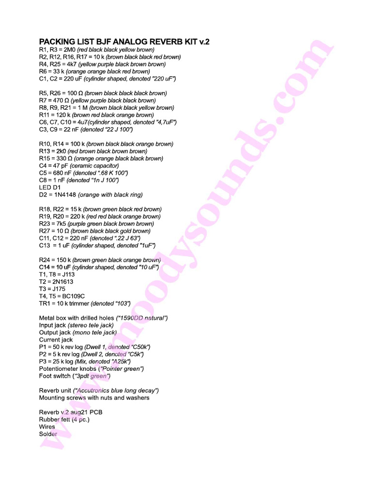 Analog Reverb Kit Eng 2c | PDF