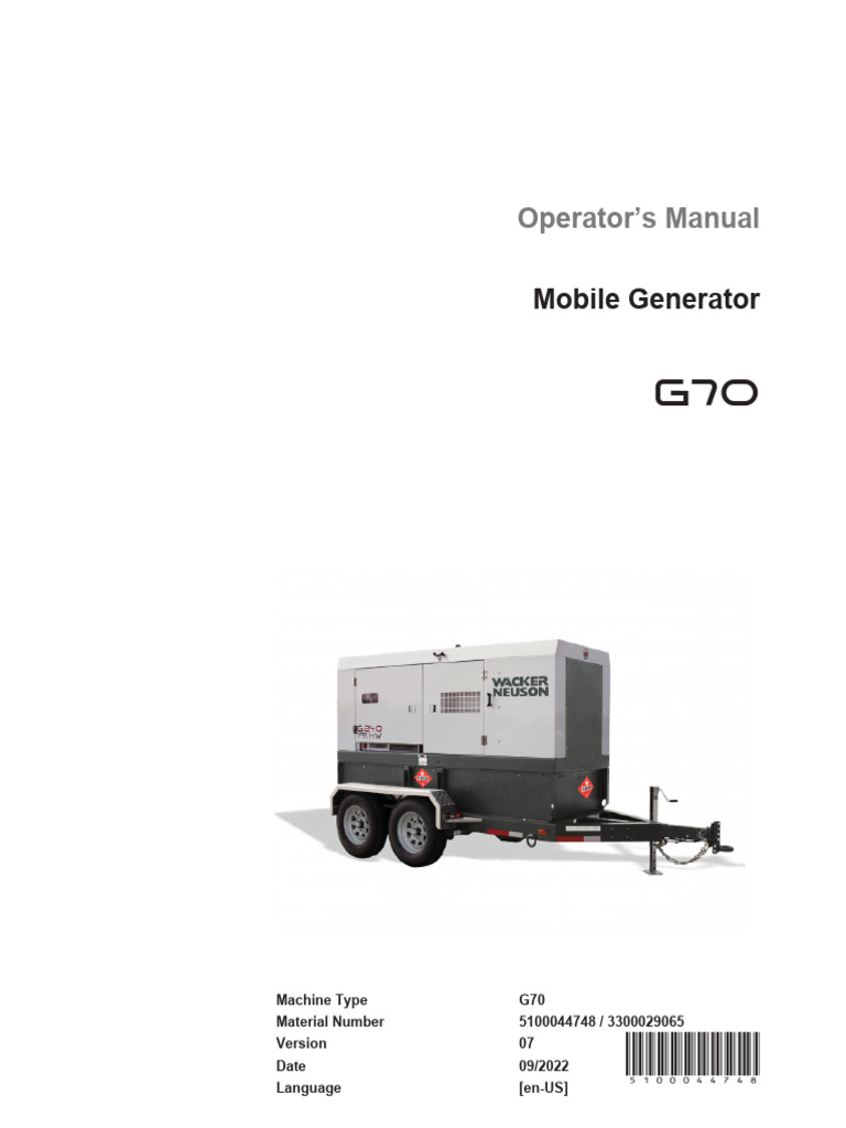 G70 Wacker | PDF | Engines | Electric Generator