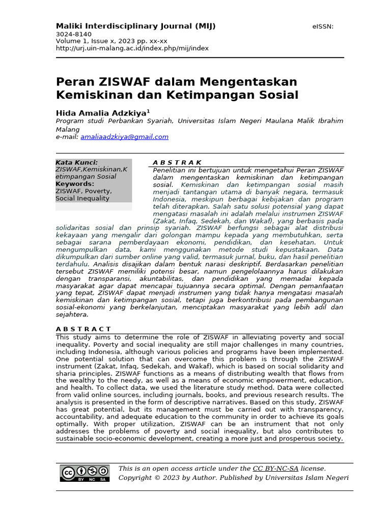 Peran ZISWAF Dalam Mengentaskan Kemiskinan Dan Ketimpangan Sosial | PDF