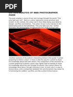 War Photographer - Carol Ann Duffy | PDF | Poetry