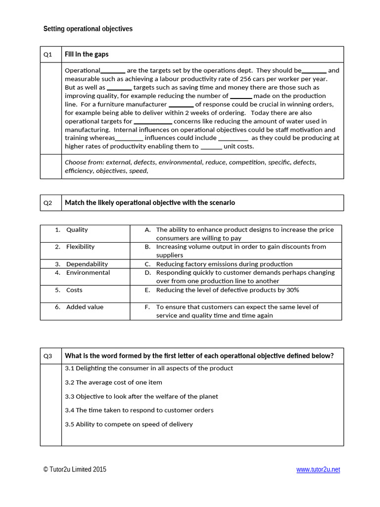 1 - Setting Operational Objectives | PDF | Profit (Economics ...