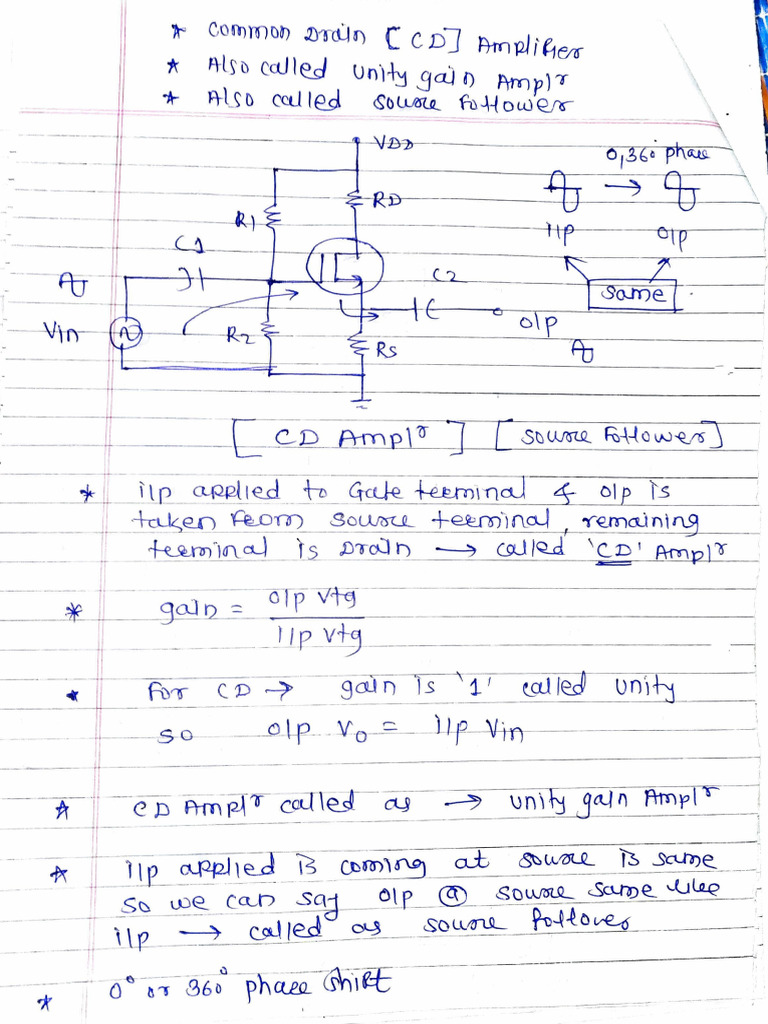 13 - Common Drain Amplifier (Source Follower) | PDF
