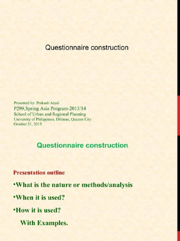 Construction of Questionnaire | PDF