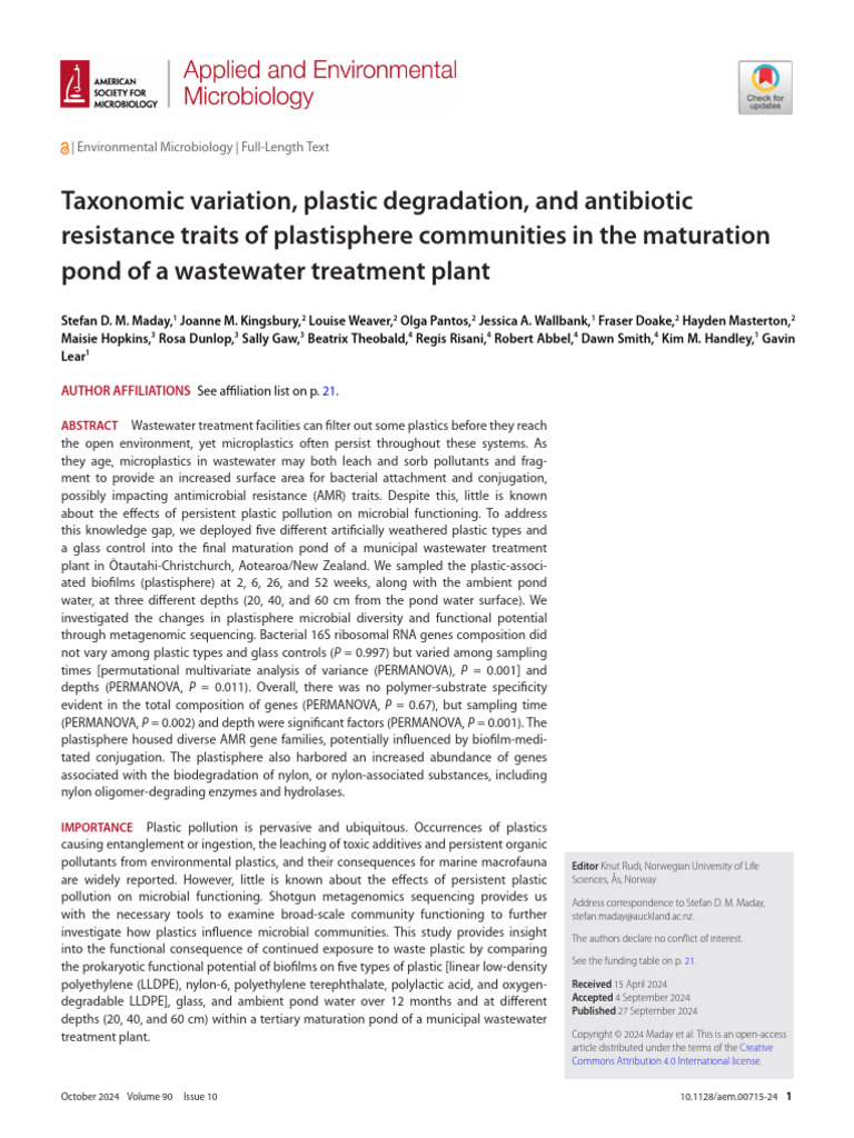 Maday Et Al 2024 Taxonomic Variation Plastic Degradation and Antibiotic Resistance Traits of ...
