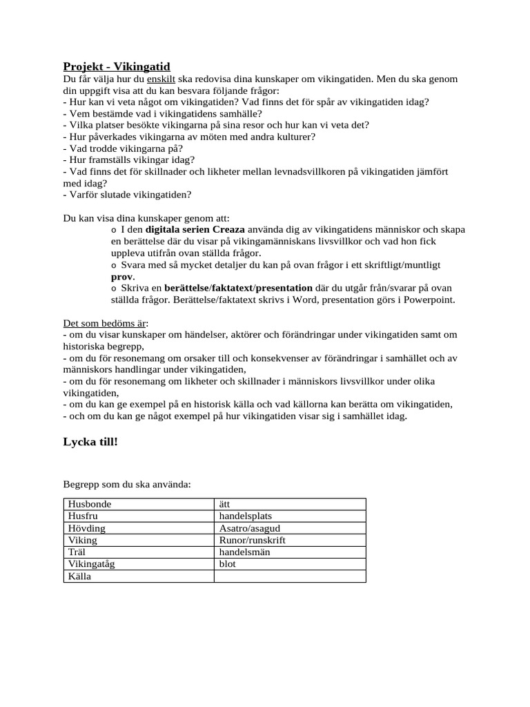 Slutprojekt Vikingatid 3 | PDF
