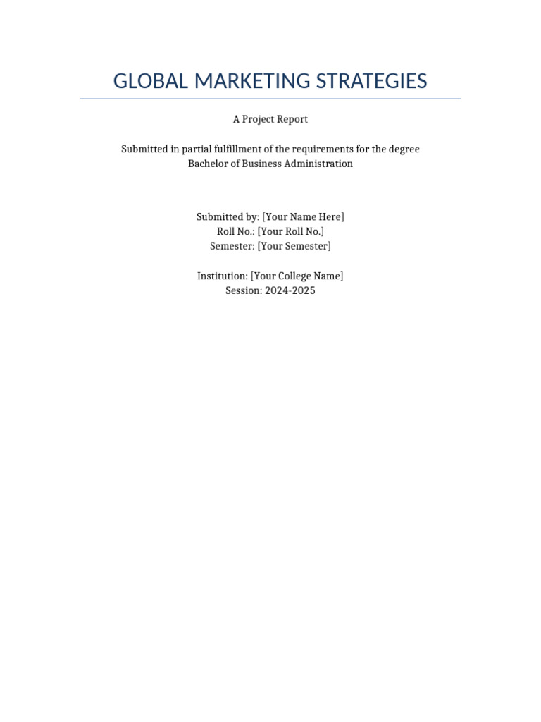 Global Marketing Strategy BBA Project | PDF | Marketing | Digital Marketing