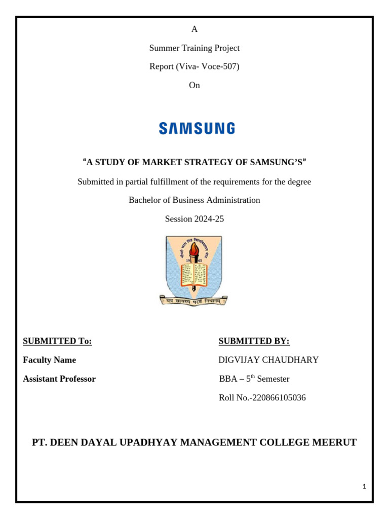Samsung Market Strategy 75 Pages | PDF | Samsung Electronics | Samsung
