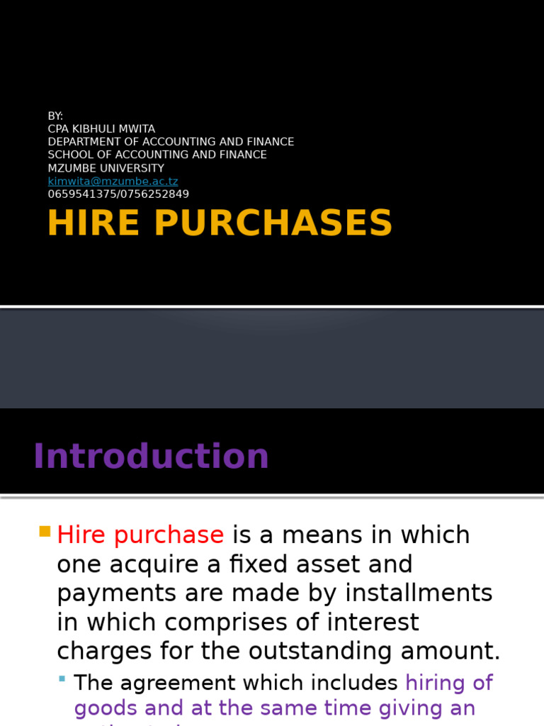Understanding Hire Purchase Agreements | PDF | Debits And Credits ...