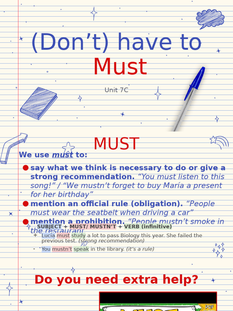 Presentation - Must Have To - Unit 7C | PDF