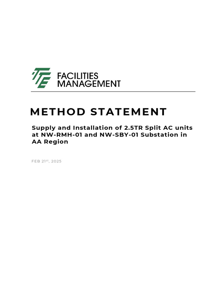 Method Statement for Split AC Installation | PDF | Firefighting | Fires