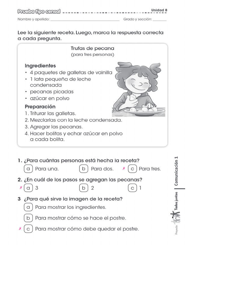 Lee la siguiente receta. Luego, marca la respuesta correcta a cada | PDF