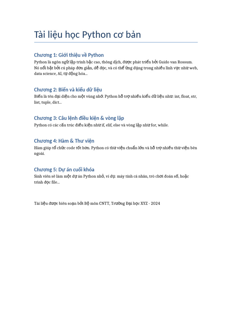 Tai Lieu Python Co Ban | PDF