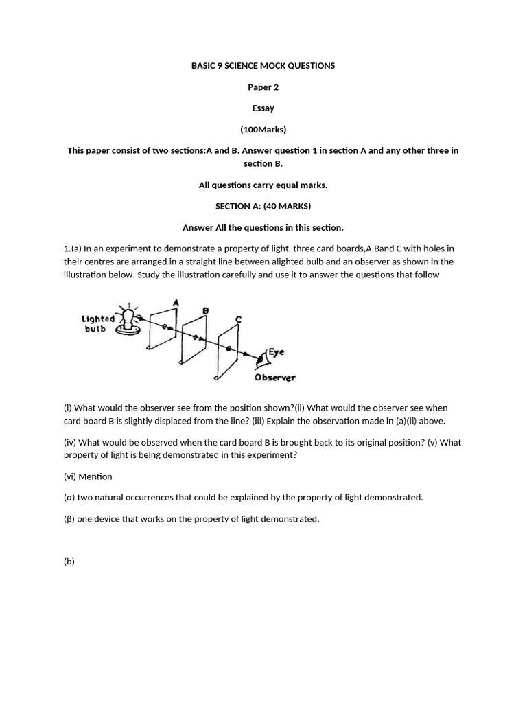Basic 9 Science Mock Questions | PDF | Water | Soil