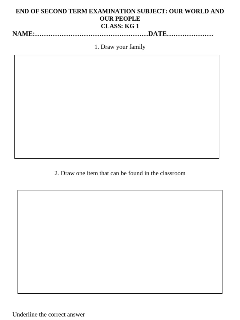 1 Term Two Kg1 Questions | PDF