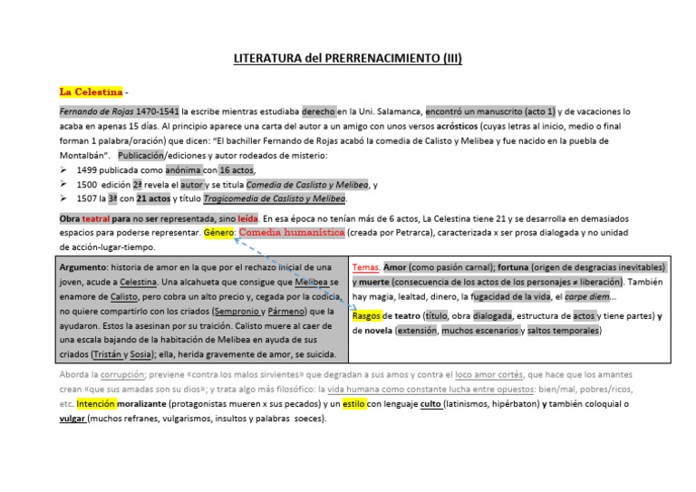 LITERATURA Del PRERRENACIMIENTO (III) | PDF