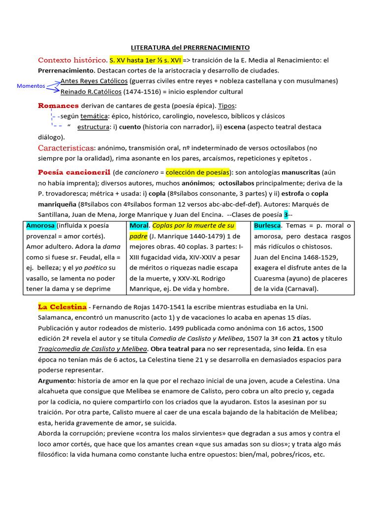 LITERATURA del PRERRENACIMIENTO | PDF | Poesía