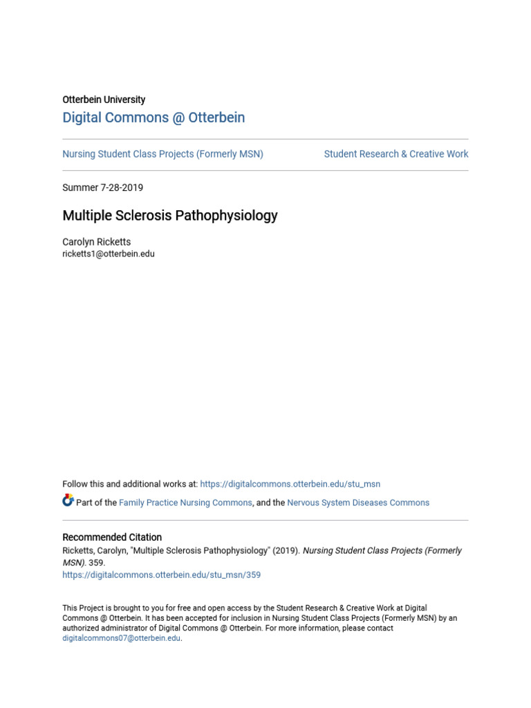 Multiple Sclerosis Pathophysiology | PDF | Multiple Sclerosis | Medical ...
