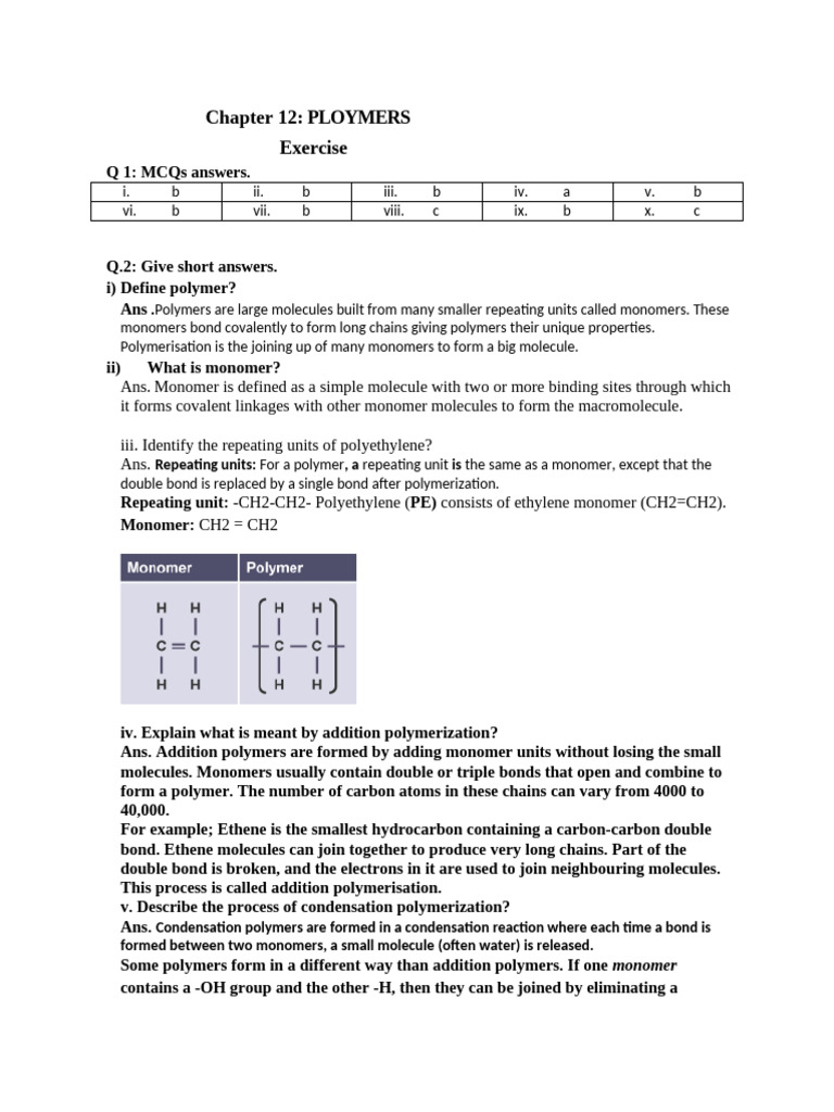 Chapter 12 Polymer CLASS X | PDF | Polymers | Polymerization