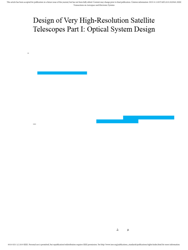 Design of Very High-Resolution Satellite Part 1 Optical Deisgn | PDF ...