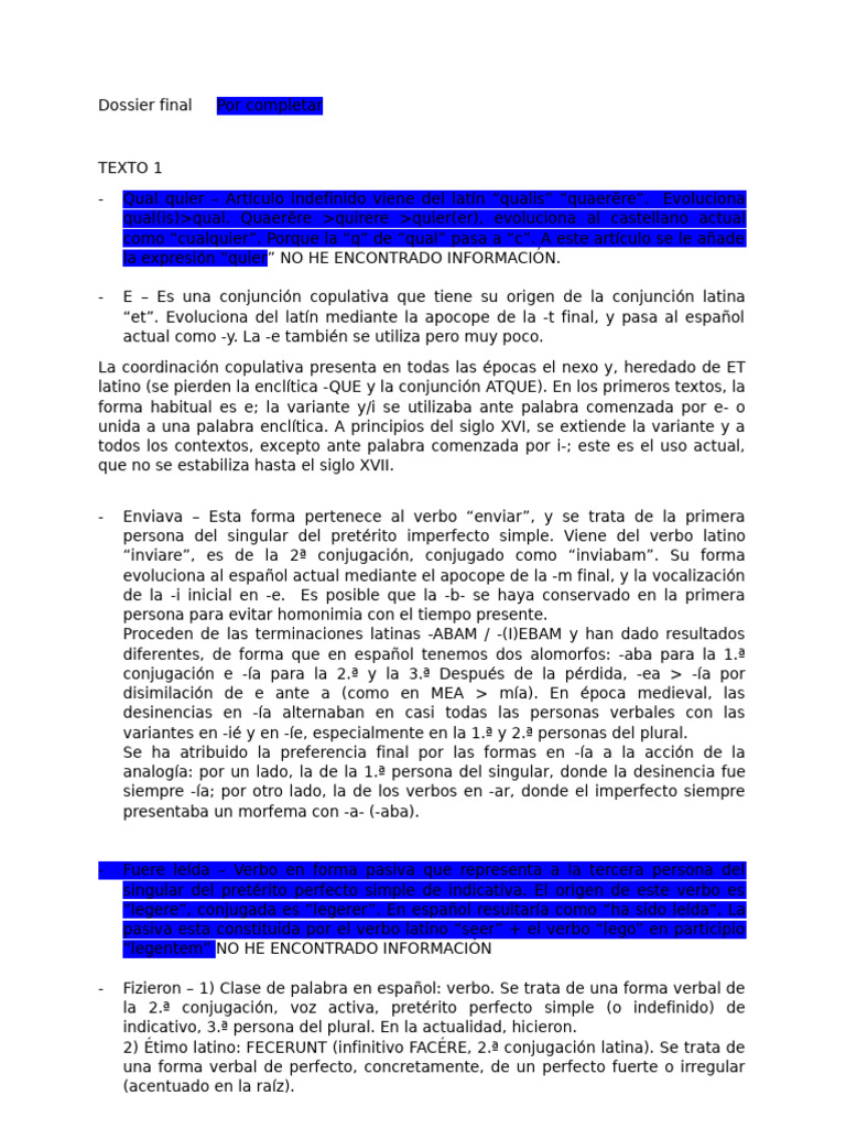 Dossier Final | PDF | latín | Verbo
