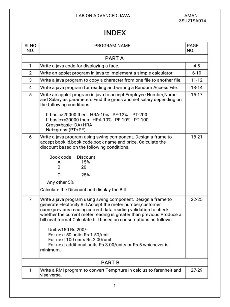 ADVANCED JAVA RECORDaman | PDF